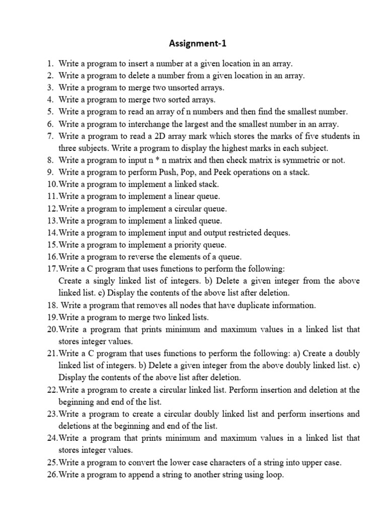 BCA Data Structure Assignment-1 | PDF | Queue (Abstract Data Type) | String (Computer Science)