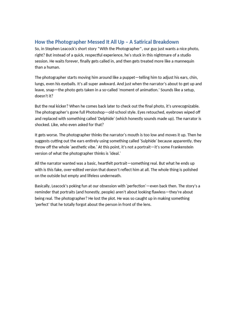 Photographer Essay Casual AI Version | PDF
