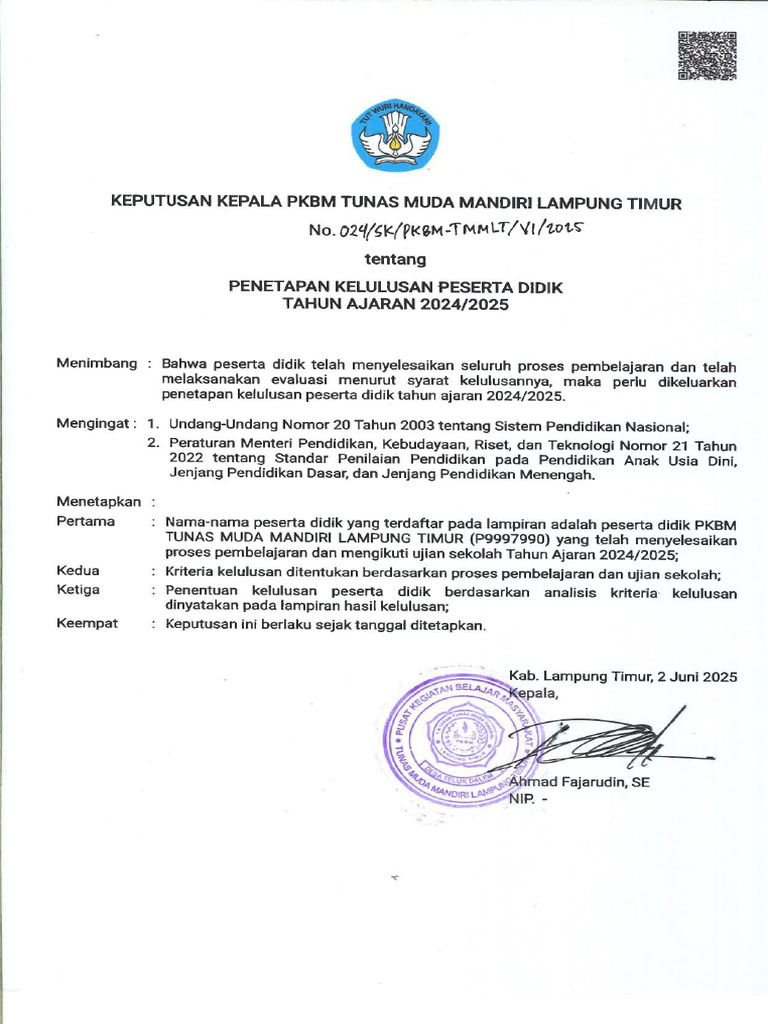 SK Kelulusan Paket B | PDF