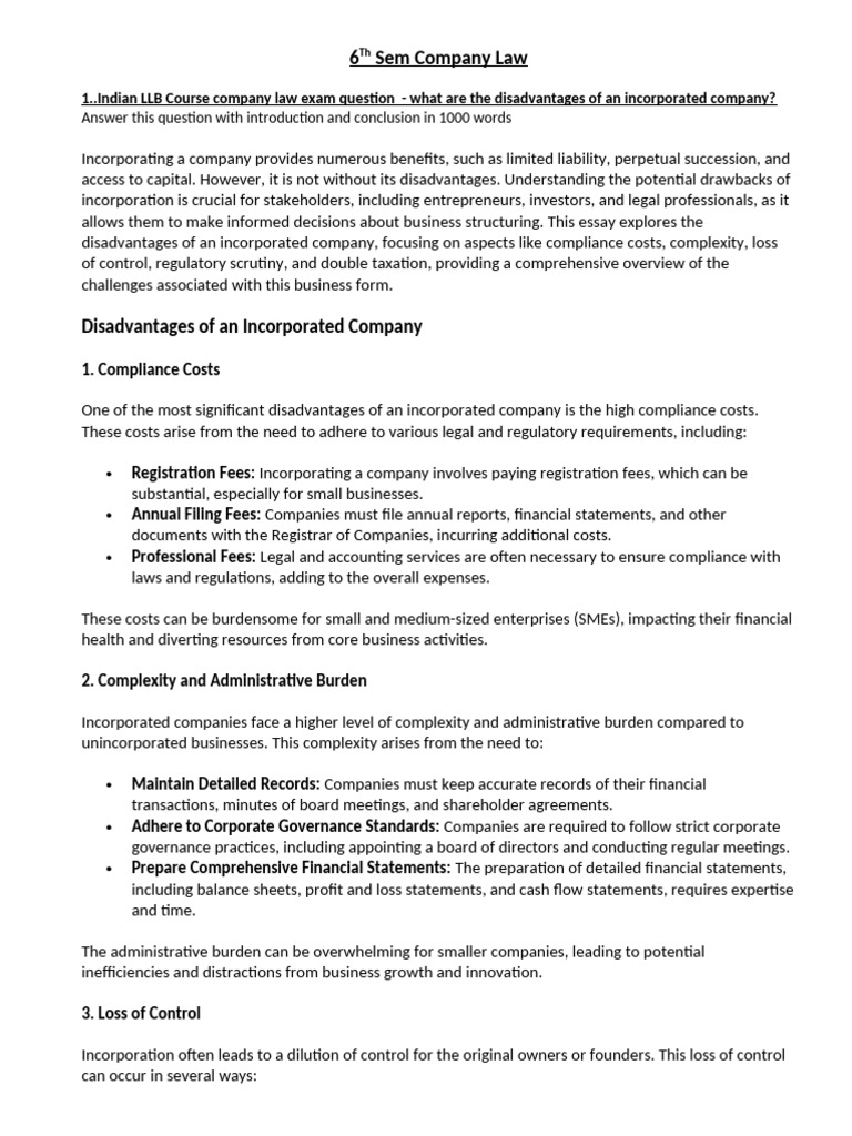 6th Sem Company Law | PDF | Partnership | Fraud