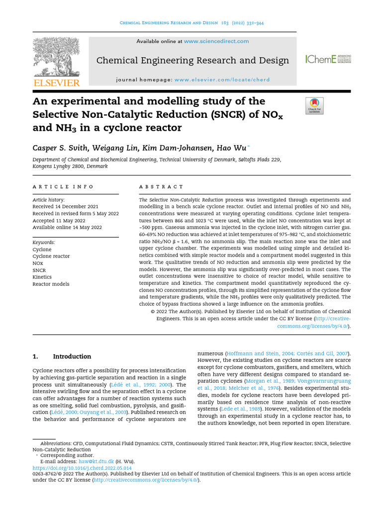 An Experimental and Modelling Study of The Selective Non-Catalytic ...