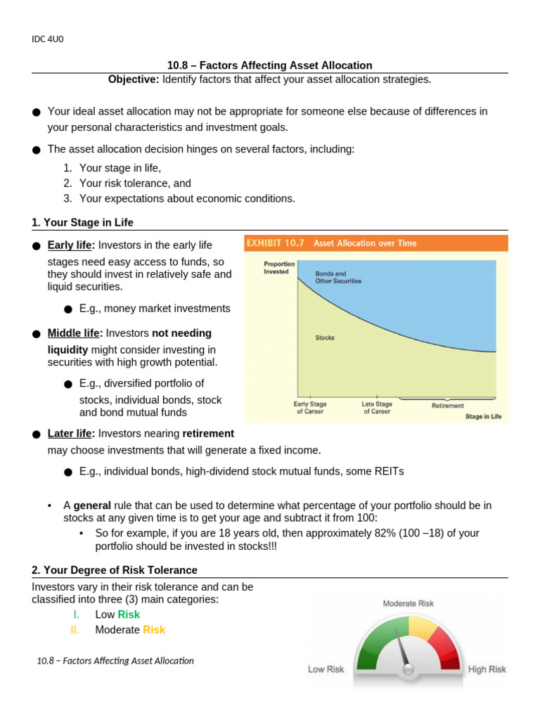 CH 010.8 - Factors Affecting Asset Allocation (Guided Note) | PDF ...