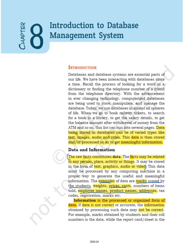 Introduction To DBMS Textbook Class 1000 | PDF | Databases | Relational ...