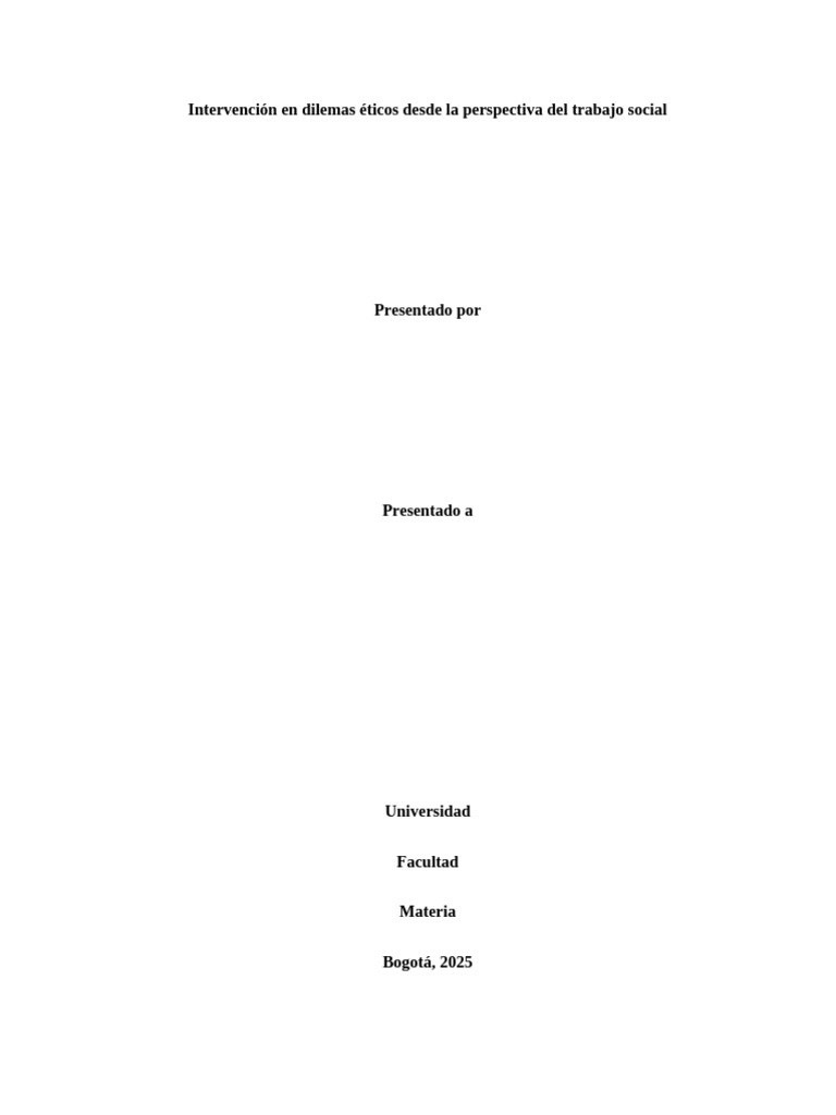 Intervención en Dilemas Éticos Desde La Perspectiva Del Trabajo Social | PDF | Trabajo Social ...