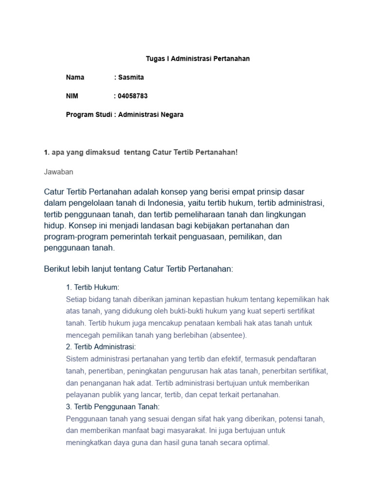 Tugas 2 Administrasi Pertanahan (1) | PDF