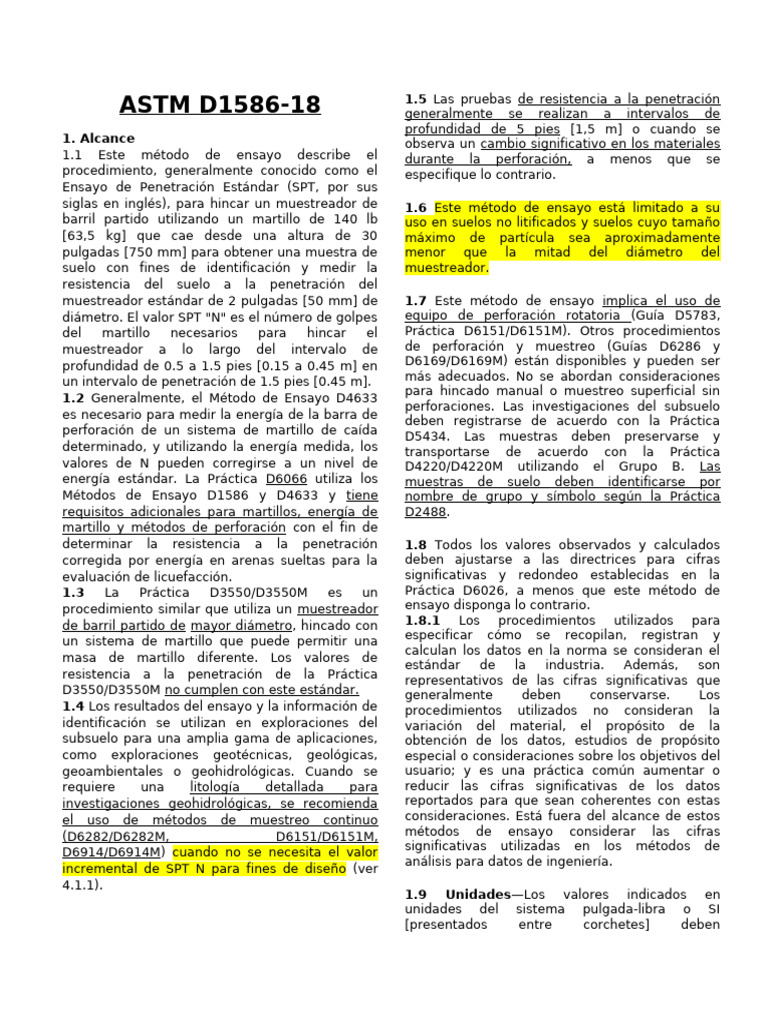 Astm d1586 | PDF | Martillo | Perforación