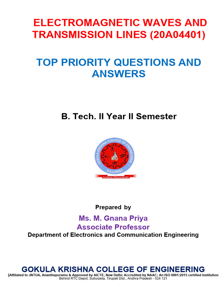 EMTL-Top Priority Questions With Answers-2022-23 | PDF | Polarization (Waves) | Waves