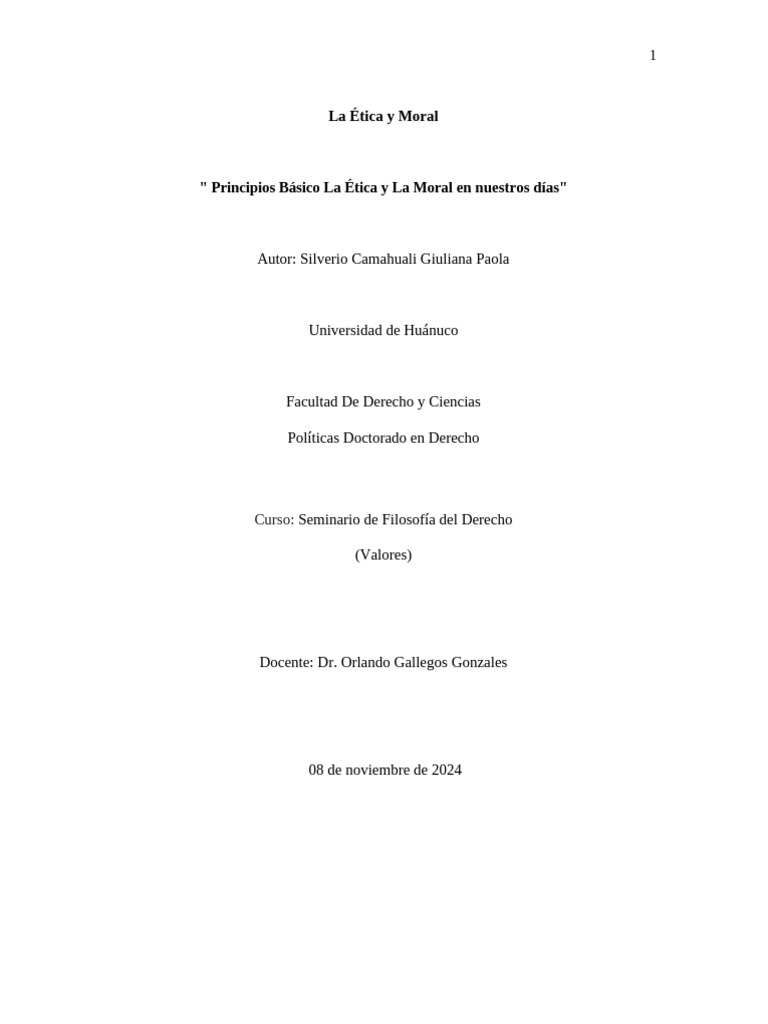 1 Ensayo La Etica y Moral | PDF | Moralidad | Etica Aplicada