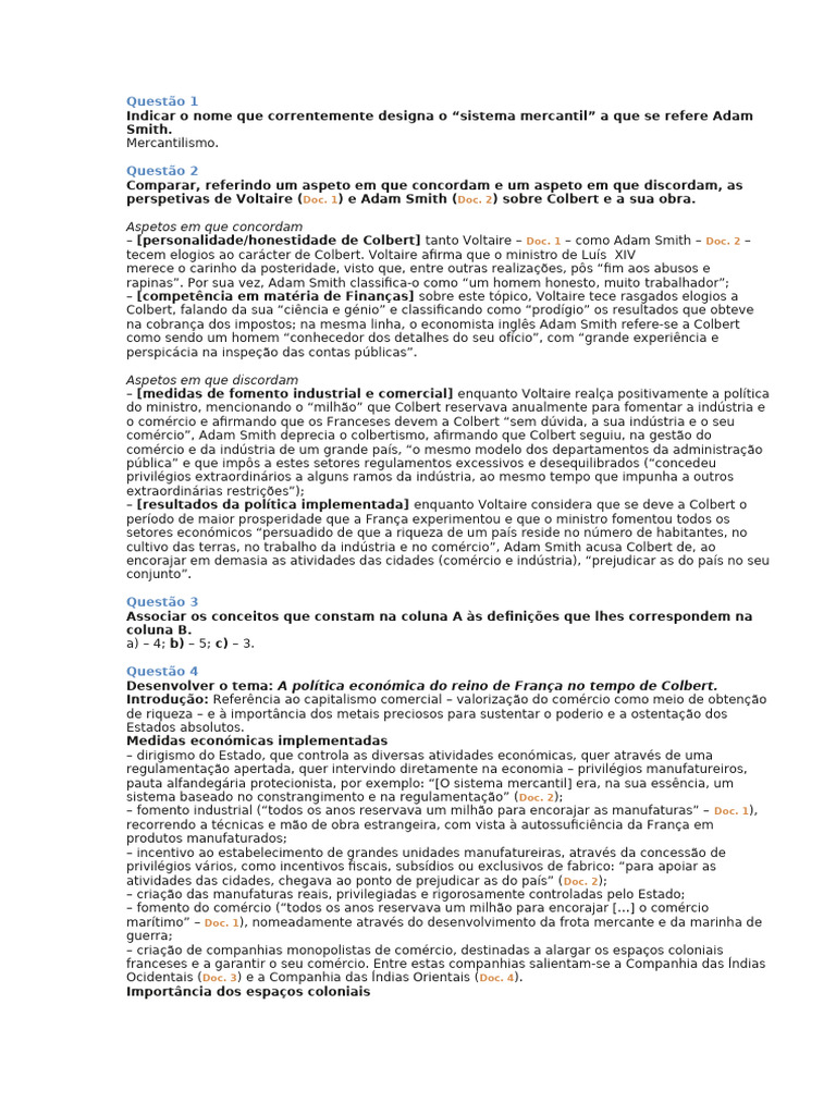 Análise da Política Econômica de Colbert | PDF | Mercantilismo | Economia