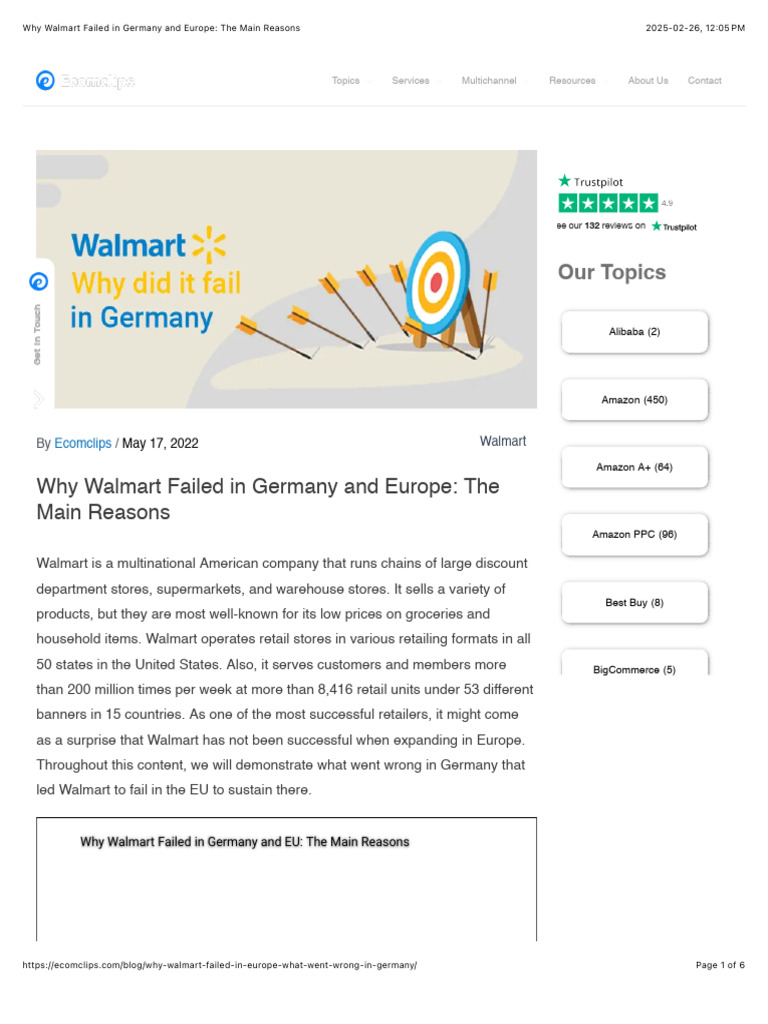 Walmart's Failure in Germany Explained | PDF | Walmart | Retail