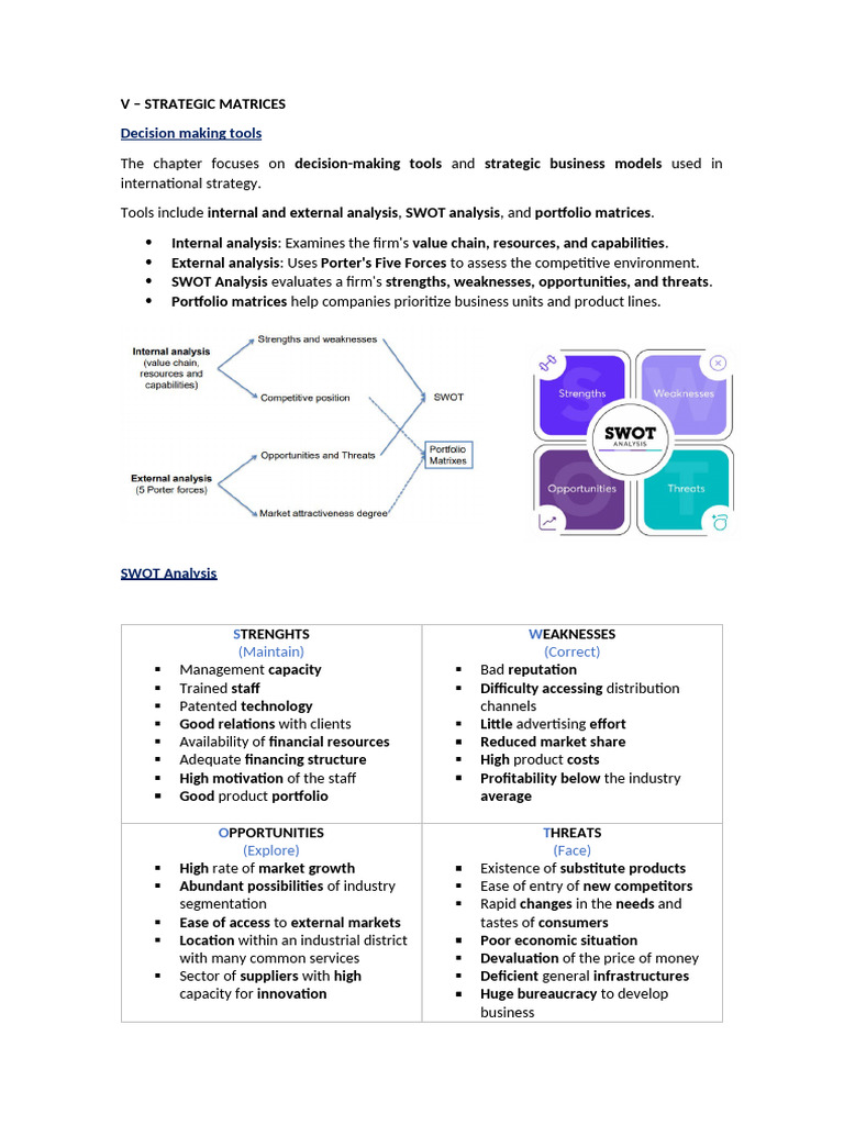 Chapter 5 Strategic Matrices | PDF | Swot Analysis | Business Economics