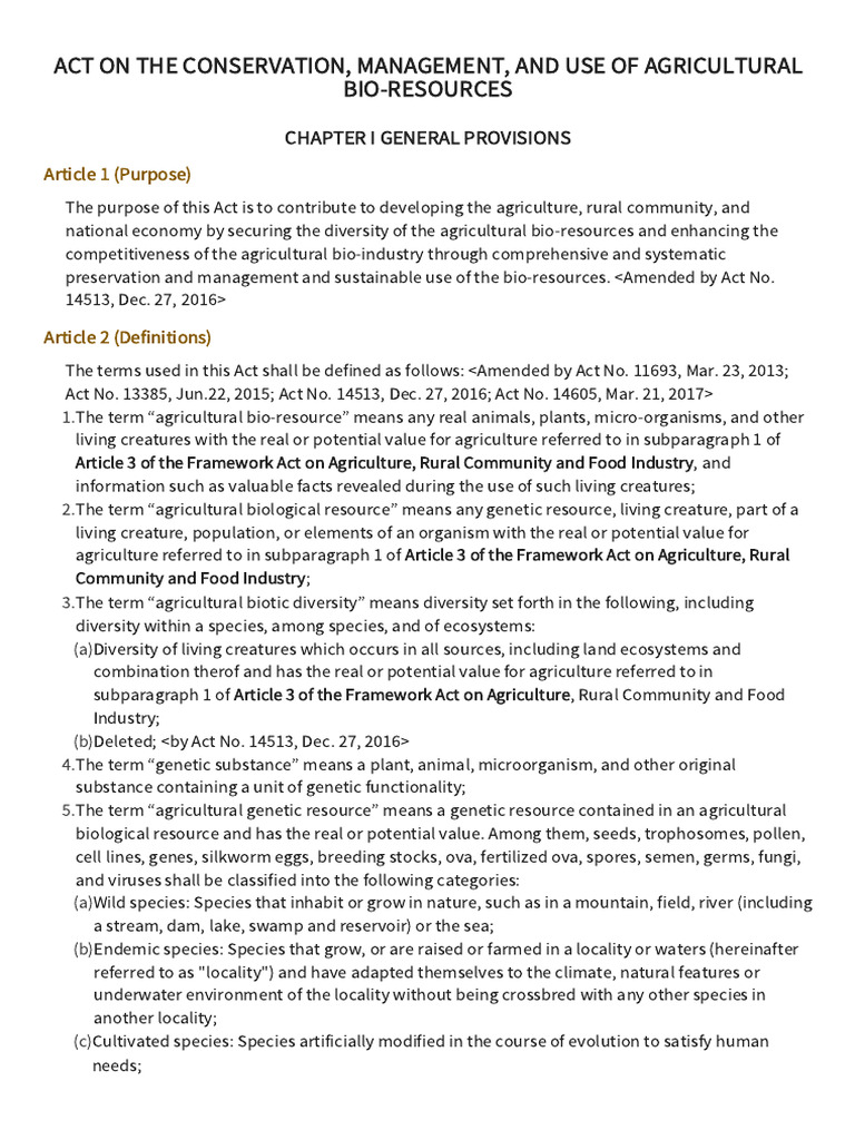 Agricultural Bio-Resources Act Overview | PDF | Biodiversity | Species