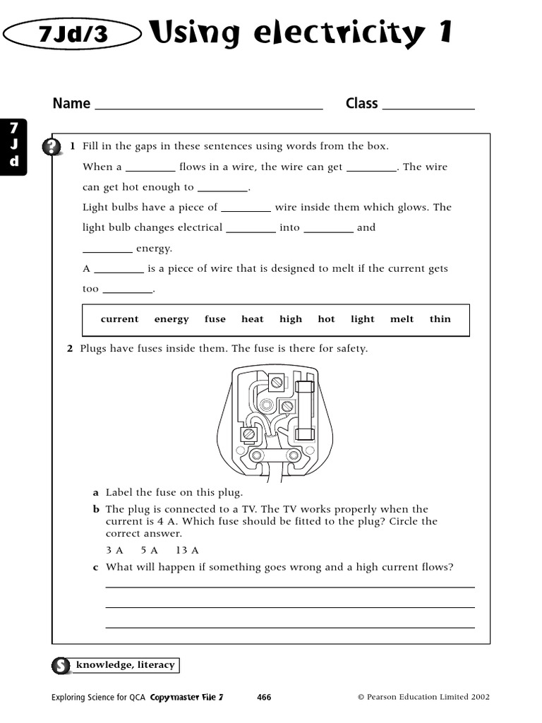 Electricity Safety and Concepts Worksheet | PDF