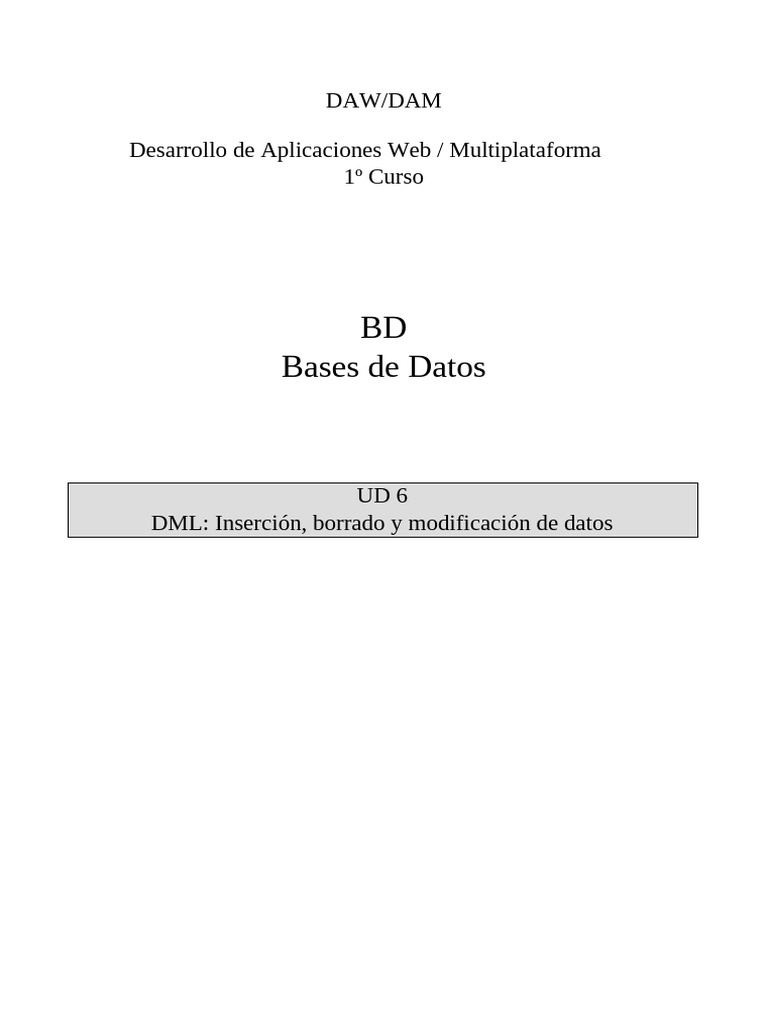 Ud6 - DML | PDF | Tecnologías de la información | Gestión de tecnología de la información