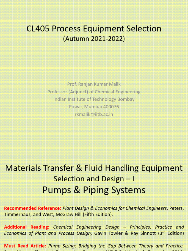 Fluid Handling Equipment Overview | PDF | Pump | Reynolds Number