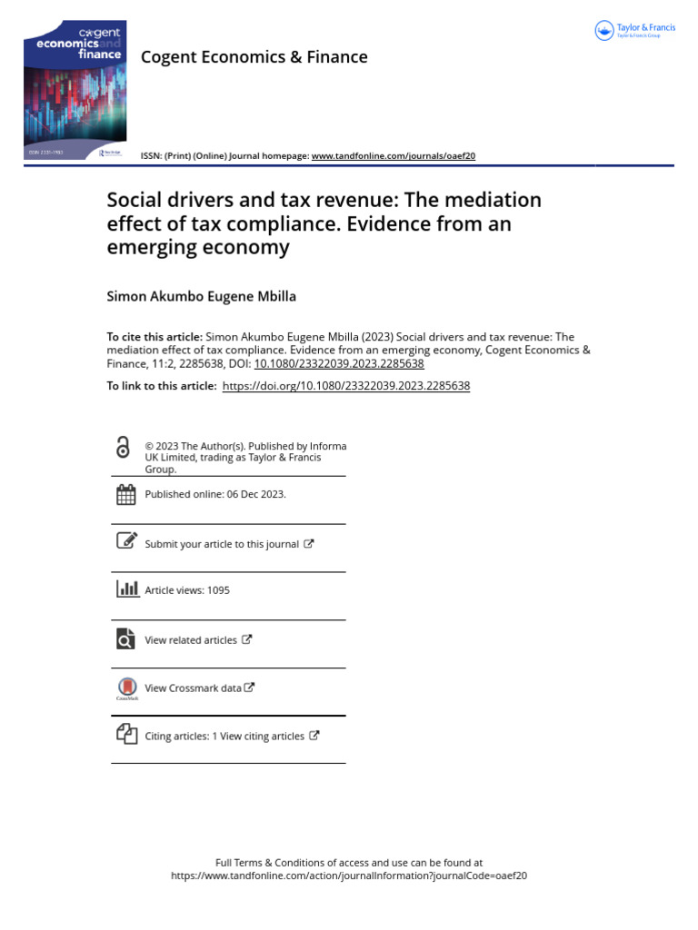 Social Drivers and Tax Revenue The Mediation Effect of Tax Compliance ...