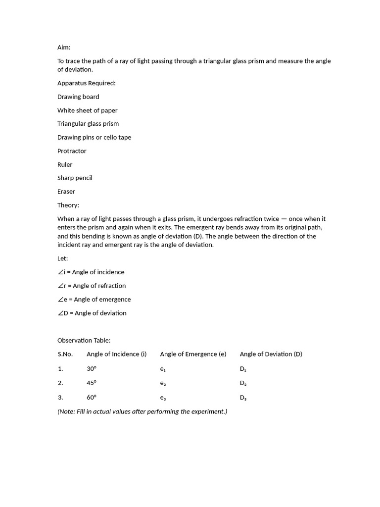 Phy Practical Class 10 | PDF