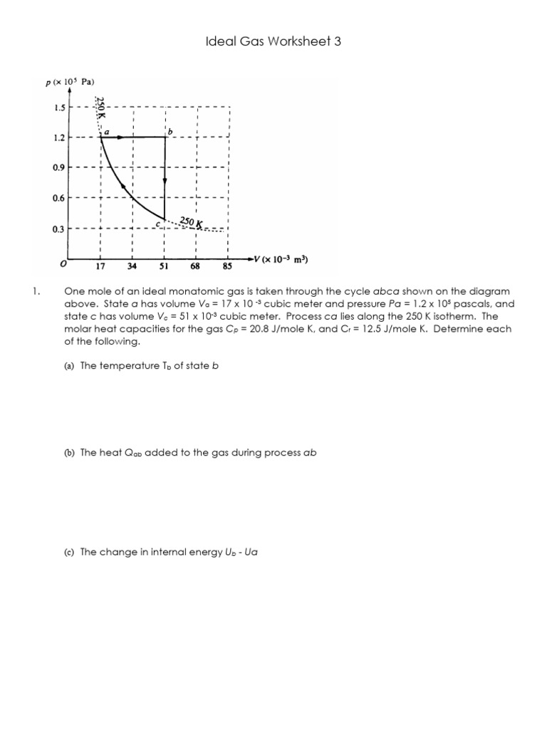 Ideal Gas Worksheet 3 | PDF