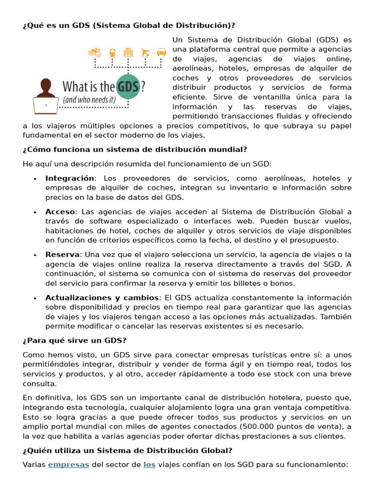 ¿Qué es un GDS en Turismo? | PDF | Agencia de viajes | Hotel