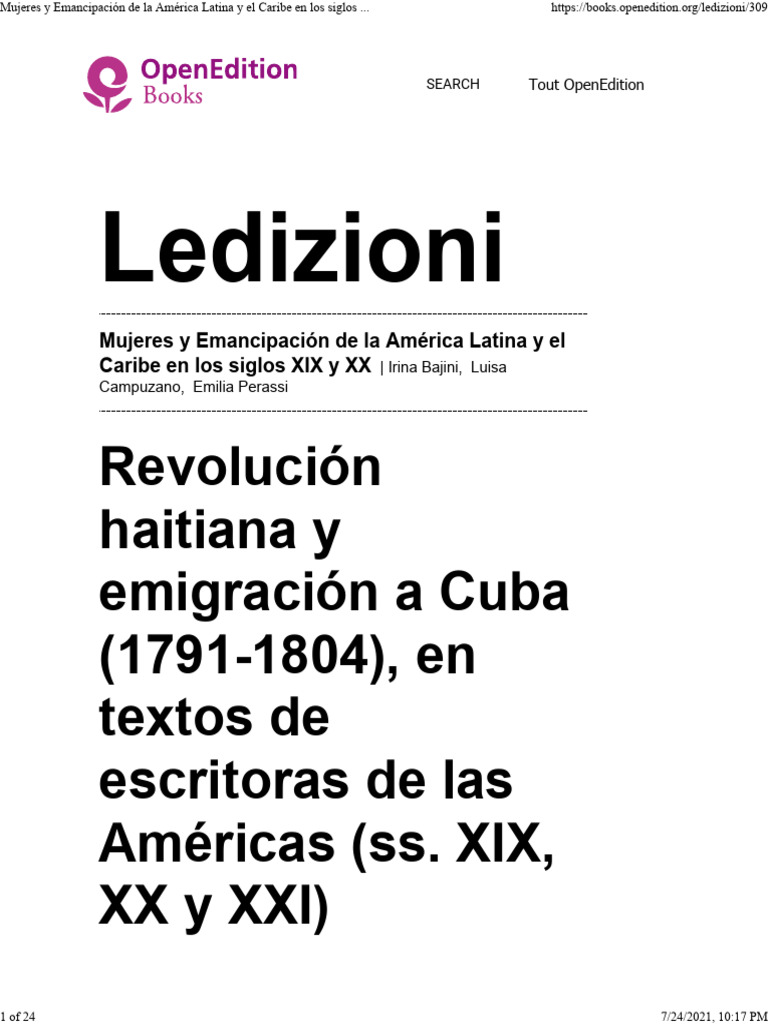 3 - Revolución Haitiana y Emigración A Cuba (1791-1804 | PDF | Cuba | Haití