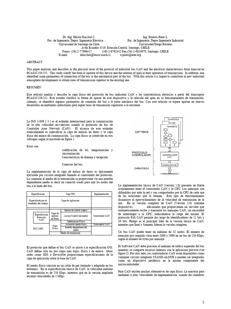 Analisis de La Capa Fisica Del Bus de Campo Can | PDF | Tecnología ...