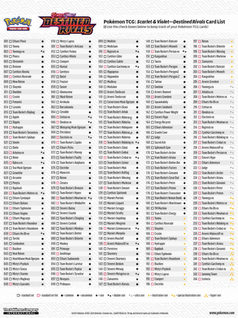 Destined Rivals Card List | PDF | Nintendo Franchises | Pokémon
