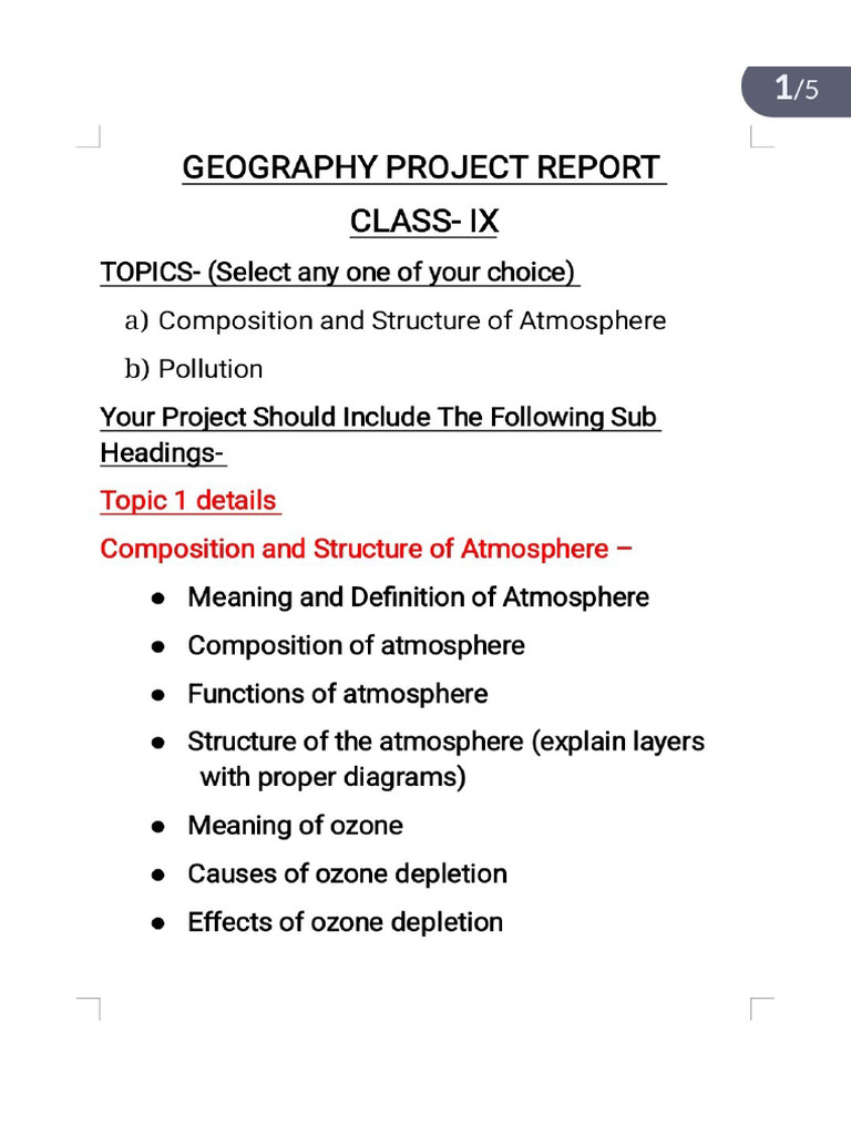 Geography Project Class IX 2025-26 | PDF