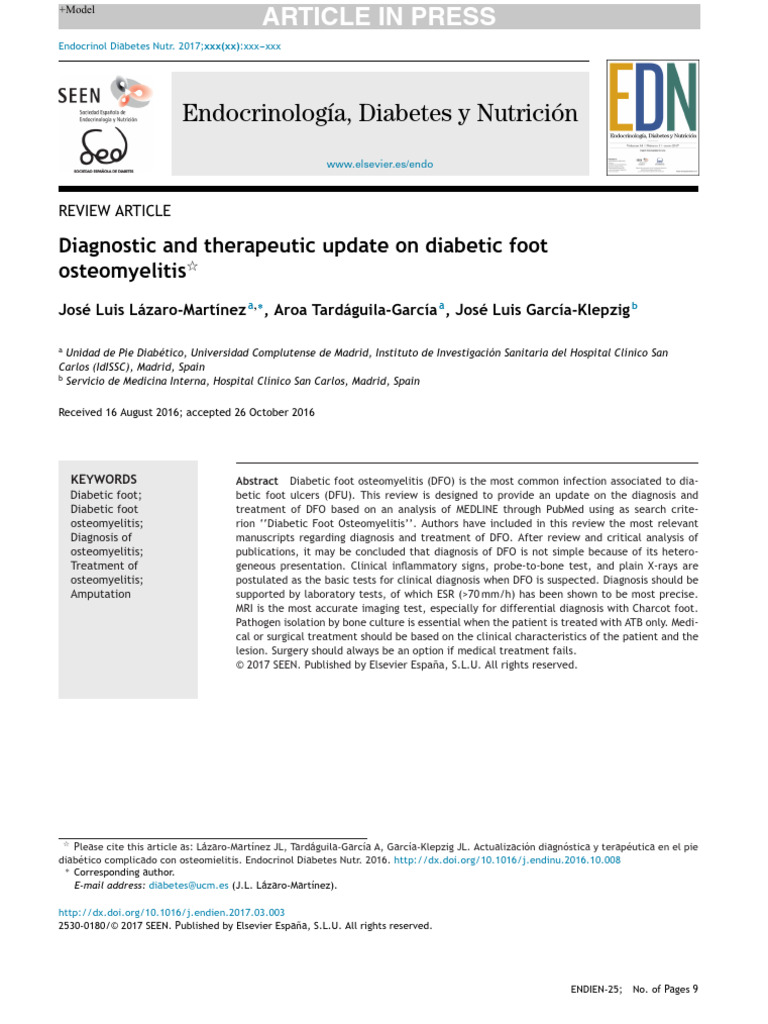 Diagnostico de Osteomielitis en PD | PDF | Medical Diagnosis | C ...