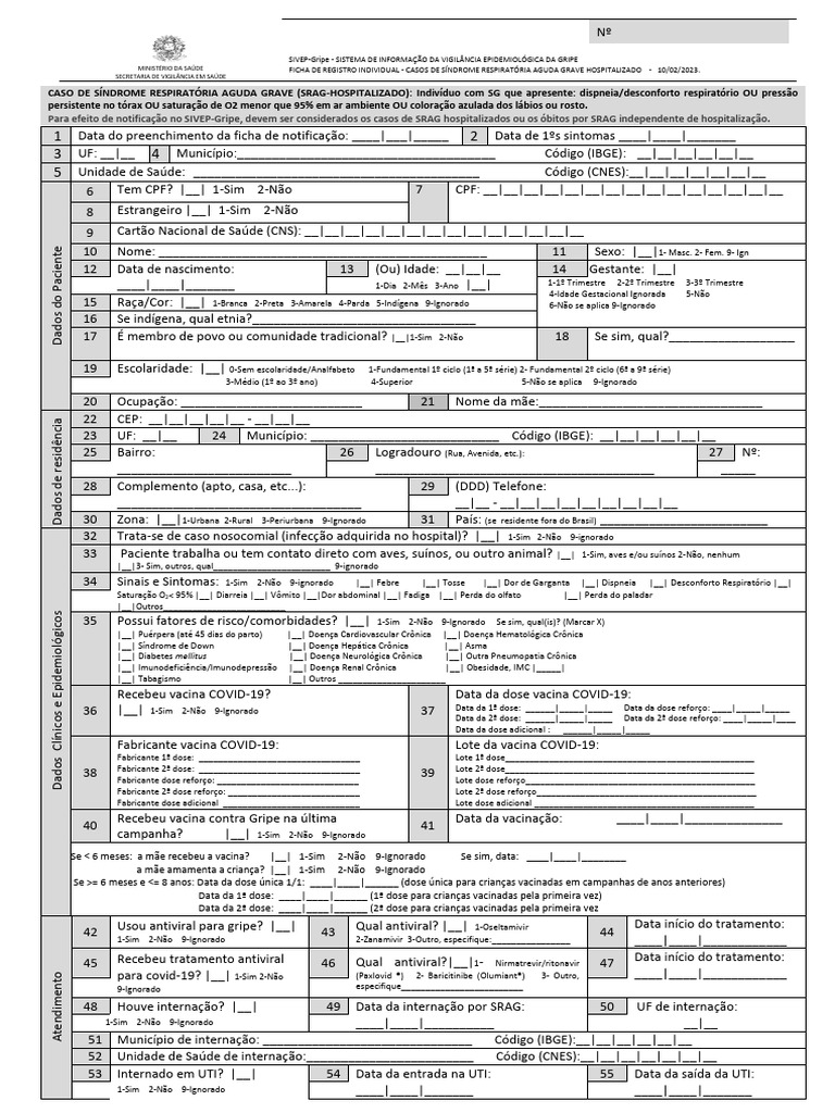 Ficha Srag Hospitalizado 10 02 2023 | PDF | Medicina Clínica ...