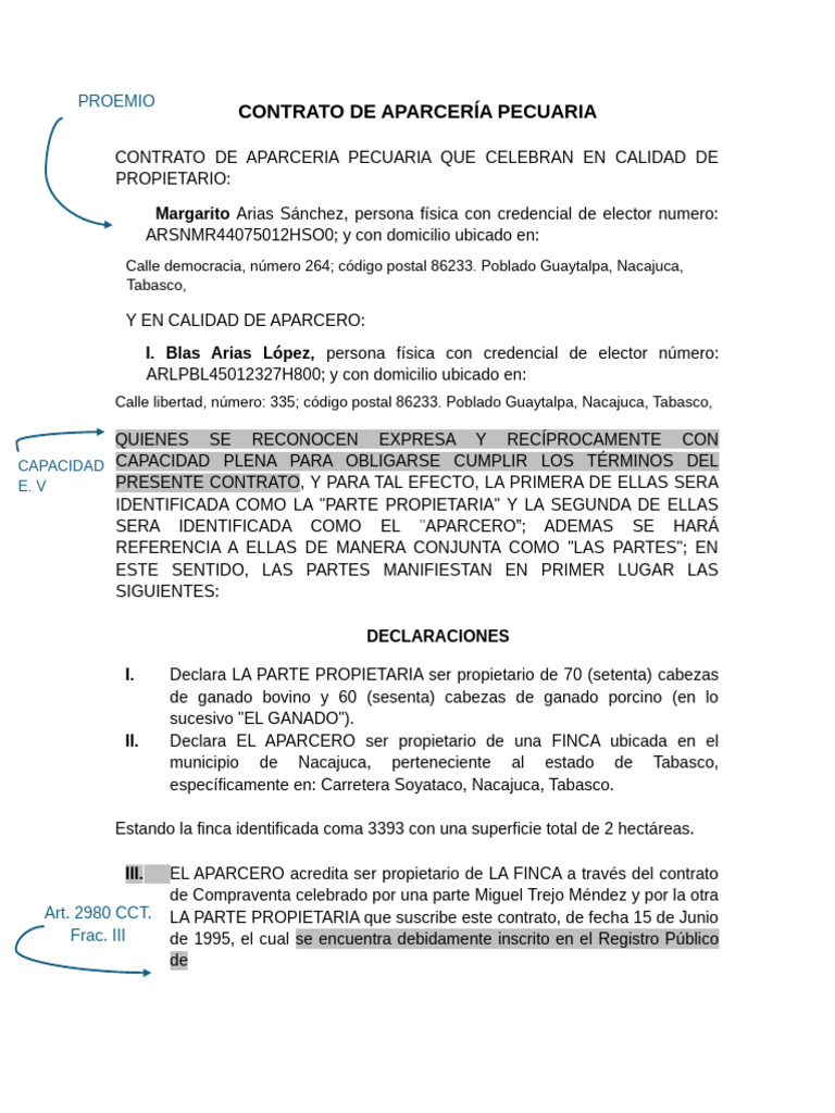 Contrato de Aparcería P. EDIT | PDF