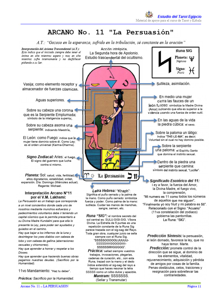 Arcano 11: La Persuasión en Tarot Egipcio | PDF