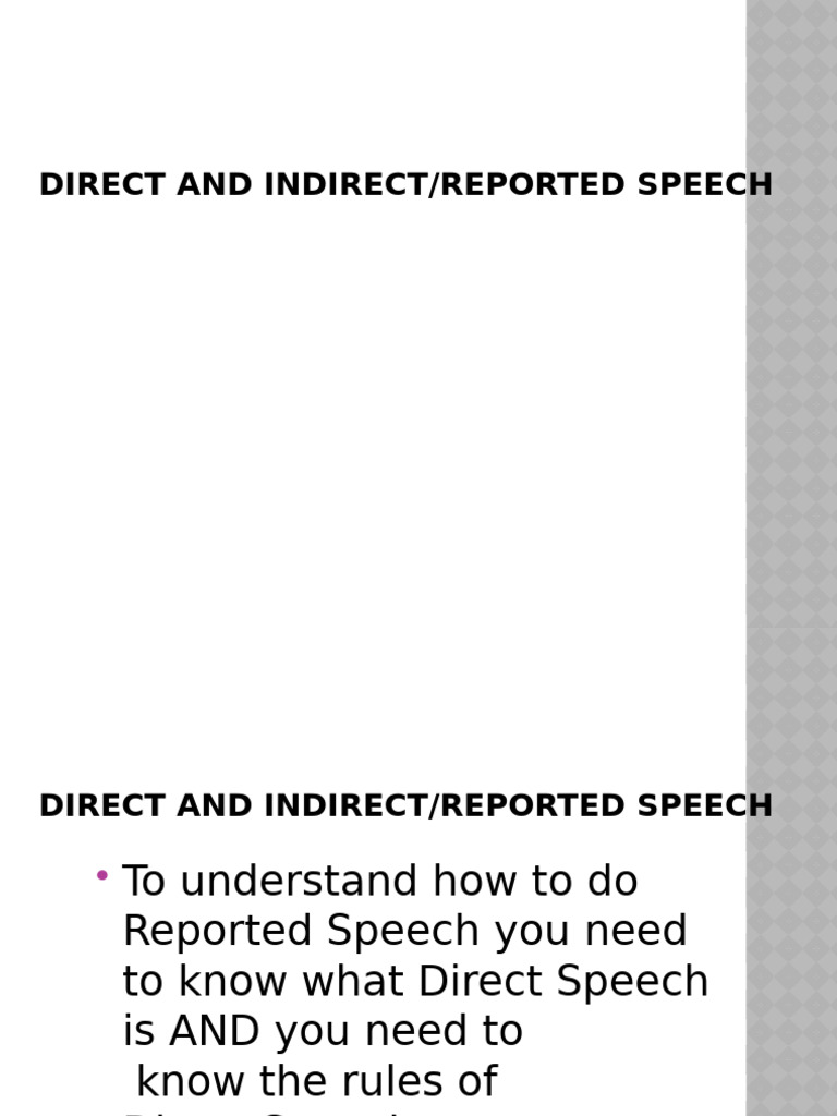 Direct and Indirect Speech | PDF | Grammatical Tense | Linguistics