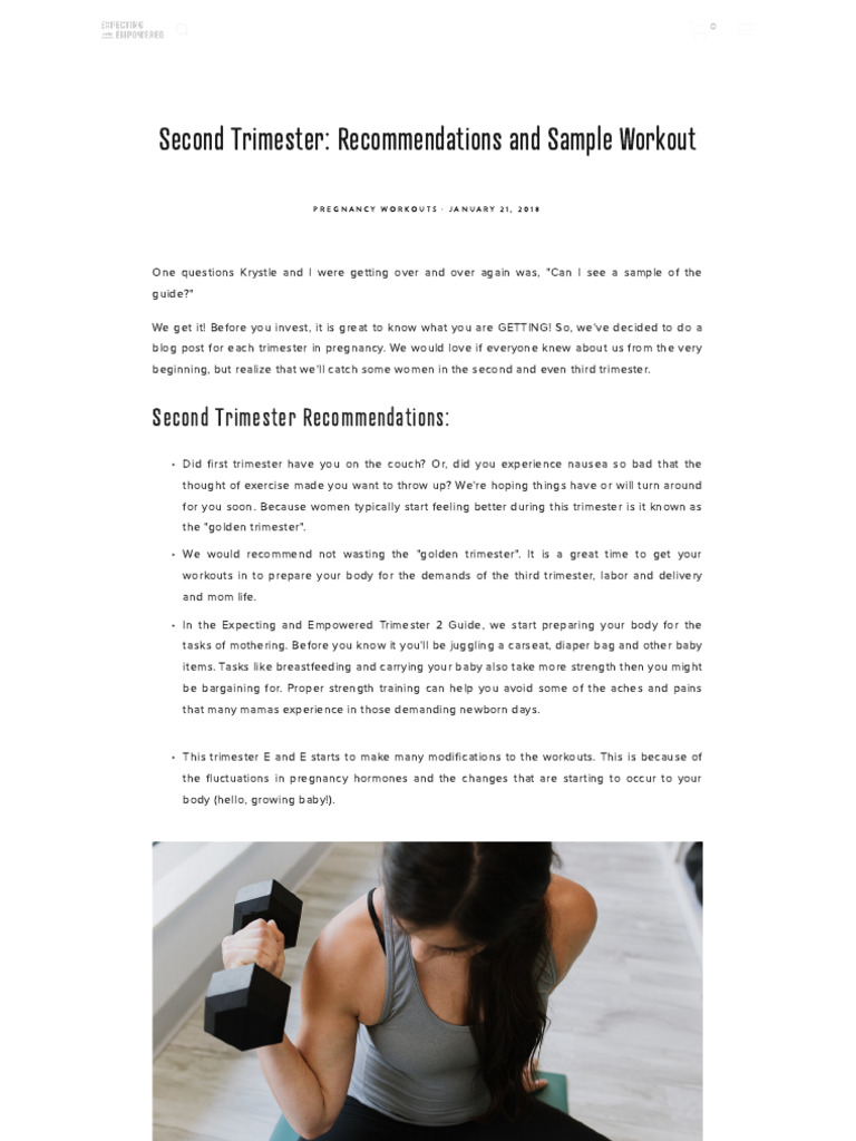 Second Trimester - Recommendations and Sample Workout - Expecting and Empowered | PDF ...