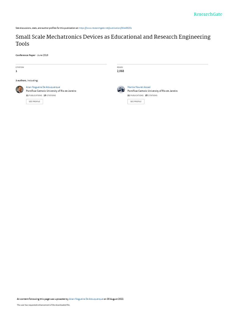 Small Scale Mechatronics Devices As Educational and Research ...