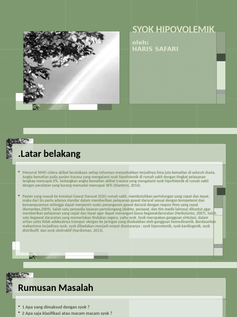 Syok Hipovolemik PPT Haris | PDF