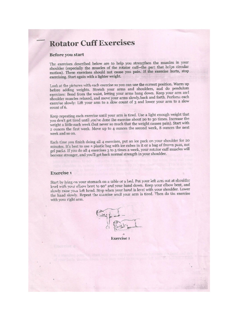 Rotator Cuff Exercises | PDF
