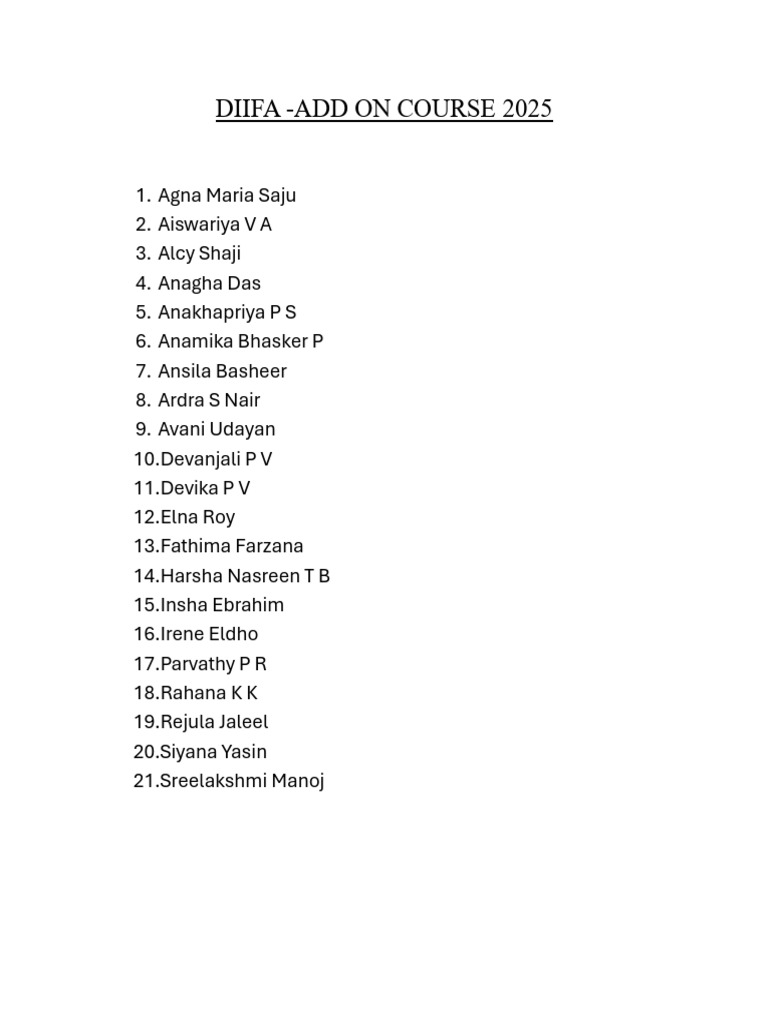 Diifa-Add On Course 2025 | PDF
