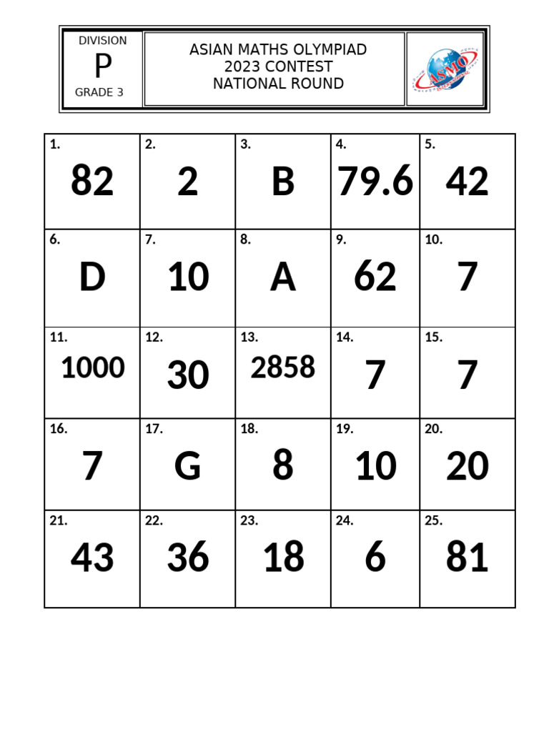 Answer Maths G3 | PDF