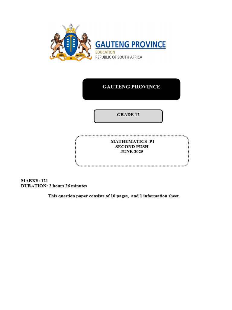 Mathematics P1 Grade 12 Pre June Examination 2025 | PDF | Speed ...