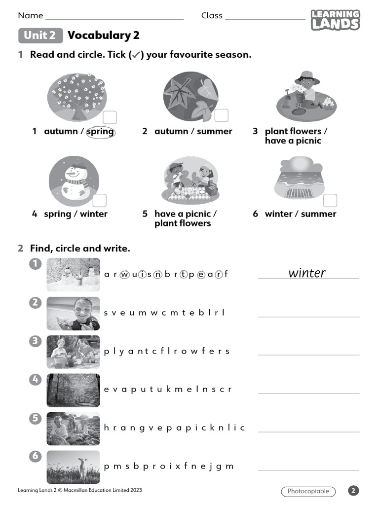 LL2 Worksheets U2 Vocabulary 2 | PDF