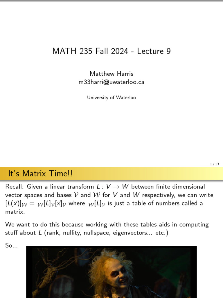 MATH 235 L9 - Fundamental Subspaces of A Matrix | PDF | Linear Map ...