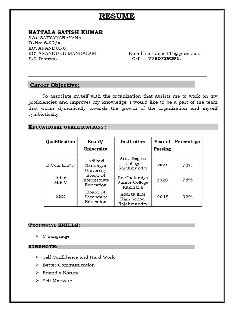 Satish Kumar Resume | PDF
