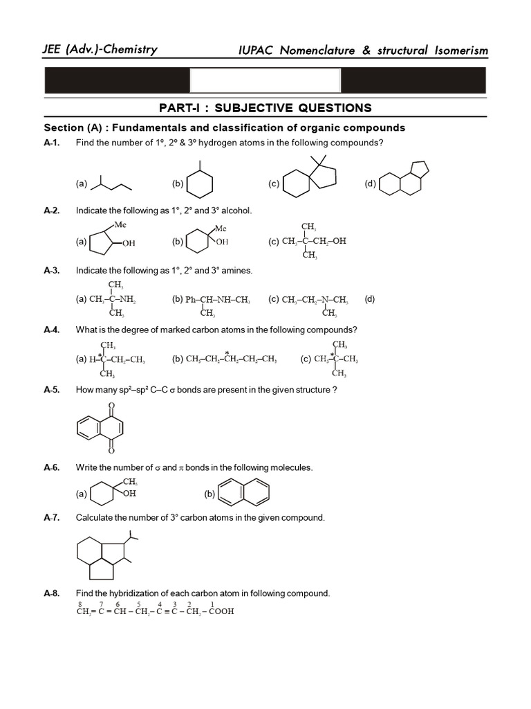 IUPAC Naming Practice Sheet | PDF | Alkane | Methyl Group