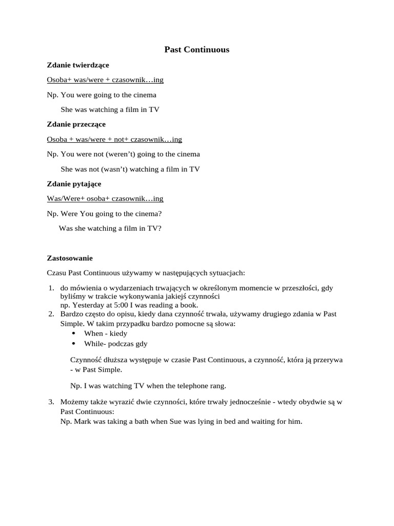 Past Continuous | PDF