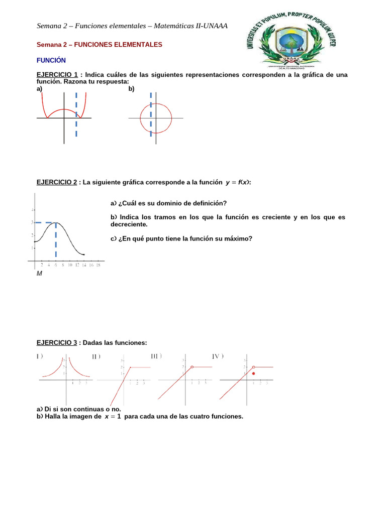 Practica de Funciones Elementales-Graficas | PDF | Función (Matemáticas) | Matemáticas