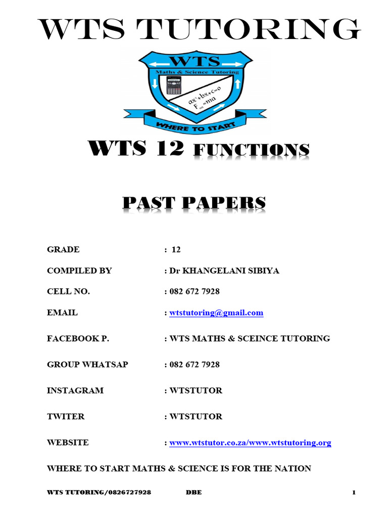 Grade 12 Functions Past Papers Guide | PDF