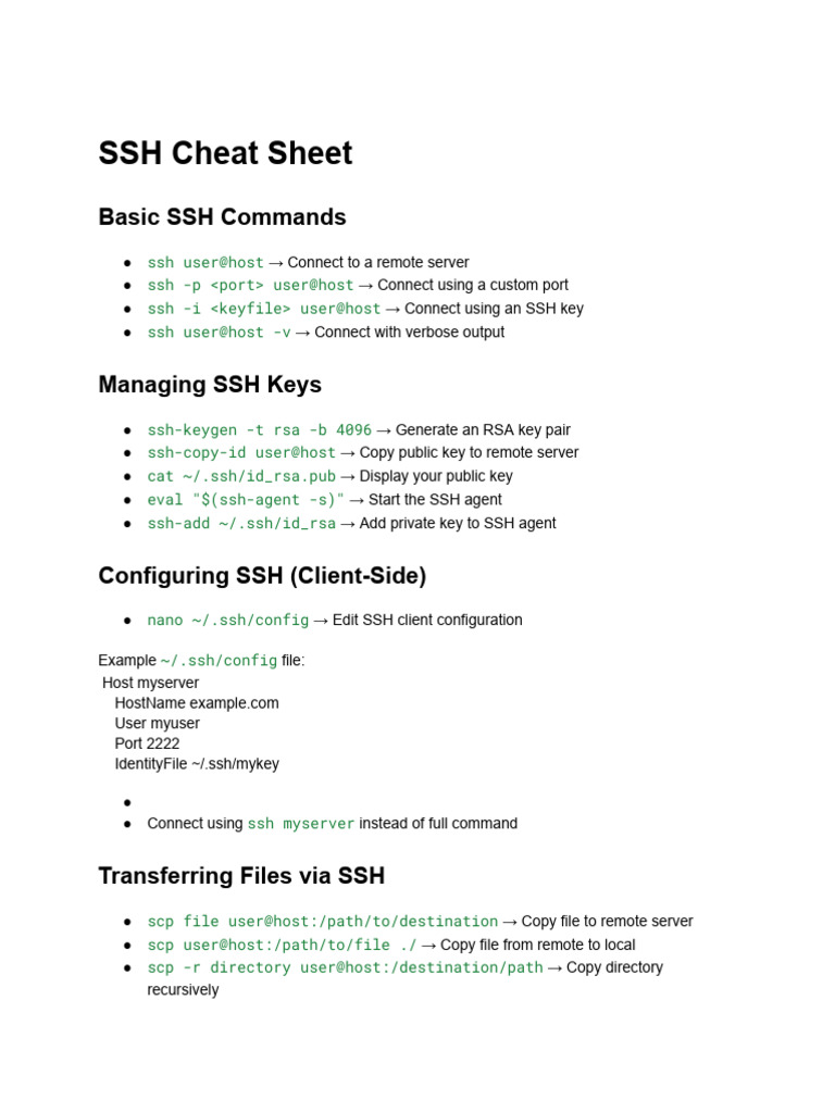 SSH Cheat Sheet | PDF