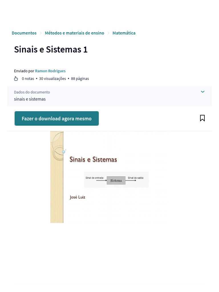 Sinais e Sistemas 1 PDF Transformada de Laplace Amostragem de Sinal | PDF | Transformada de Laplace