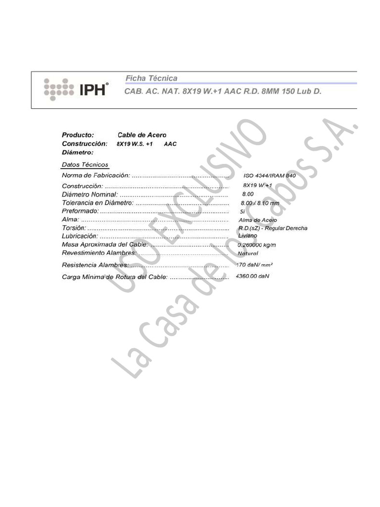 Cab. Ac. Nat. 8x19 w.+1 Aac RD 8mm 150 Lub.d. | PDF