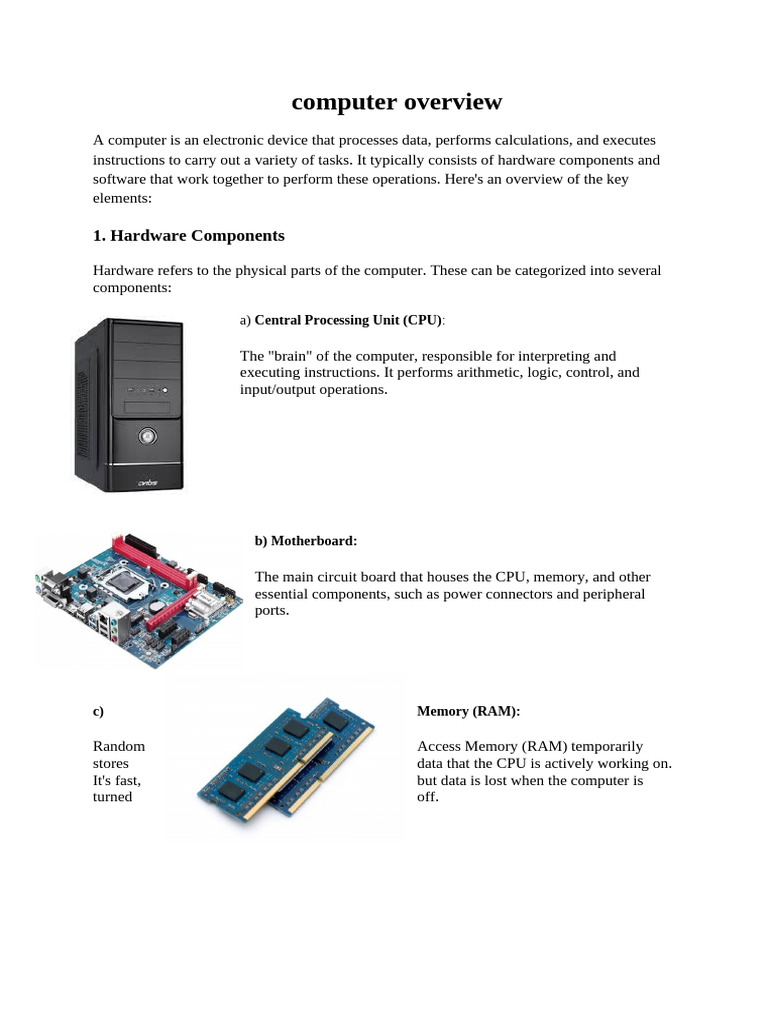 Computer Hardware and Software Overview | PDF | Computer Data Storage ...